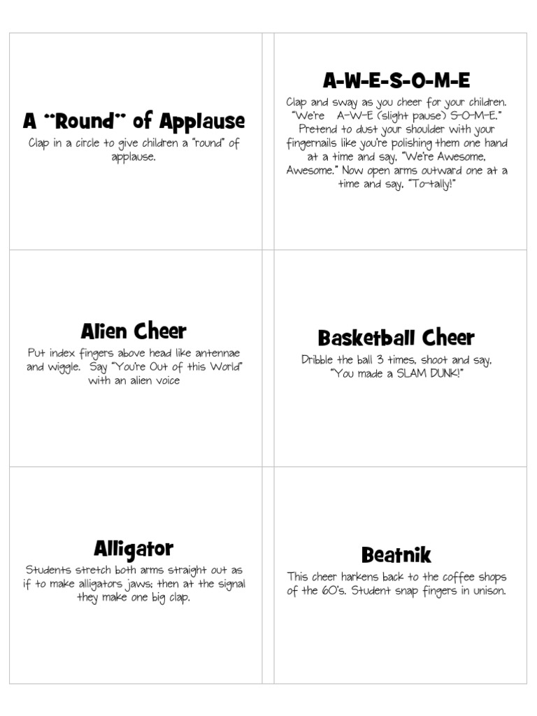 Fun Classroom Cheers for Kids | PDF | Art | Poetry