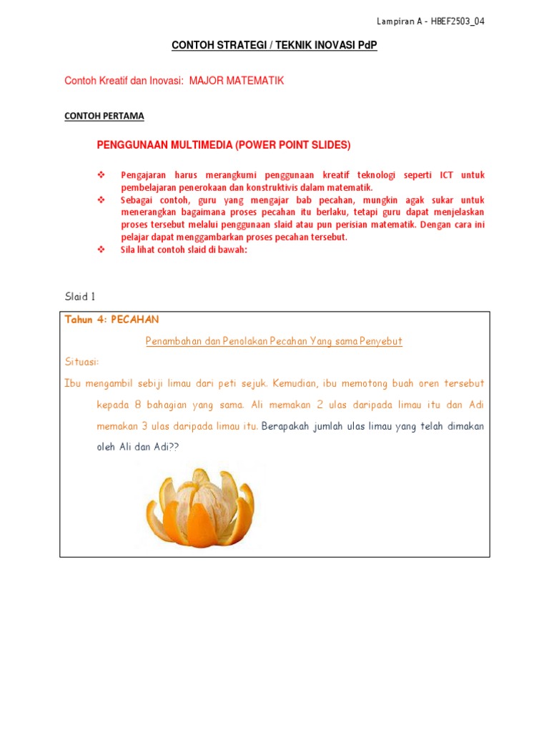 Contoh Inovasi Dalam Pendidikan PDP | PDF