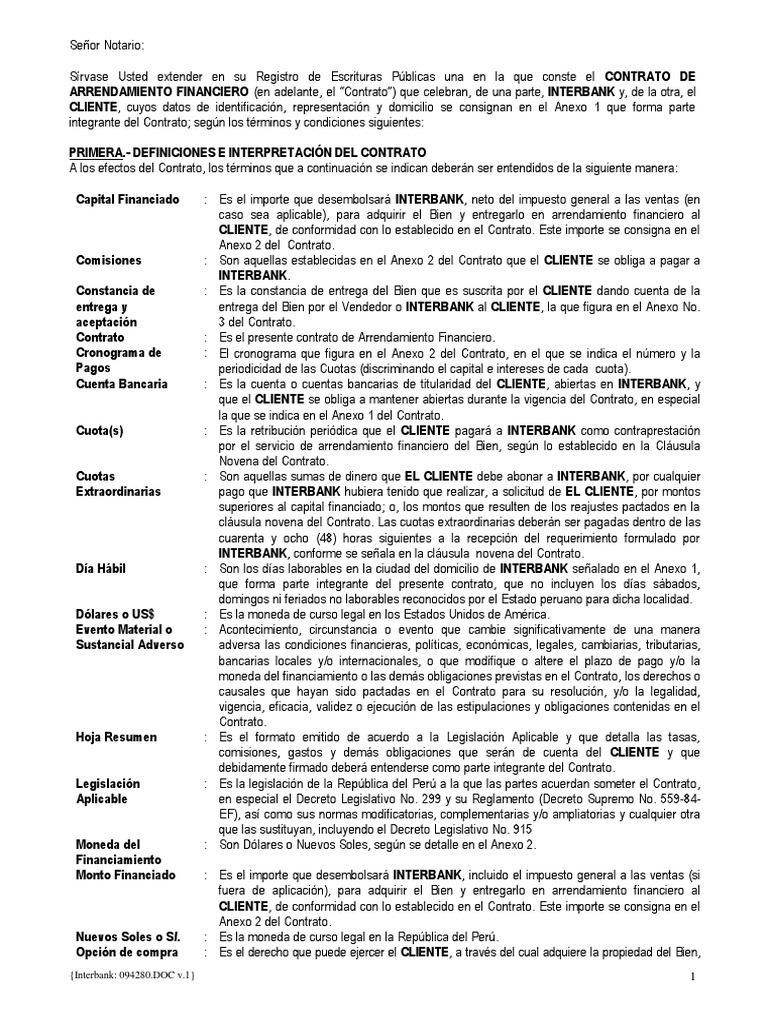 Modelo de Contrato de Leasing | Descargar gratis PDF | Arrendamiento ...