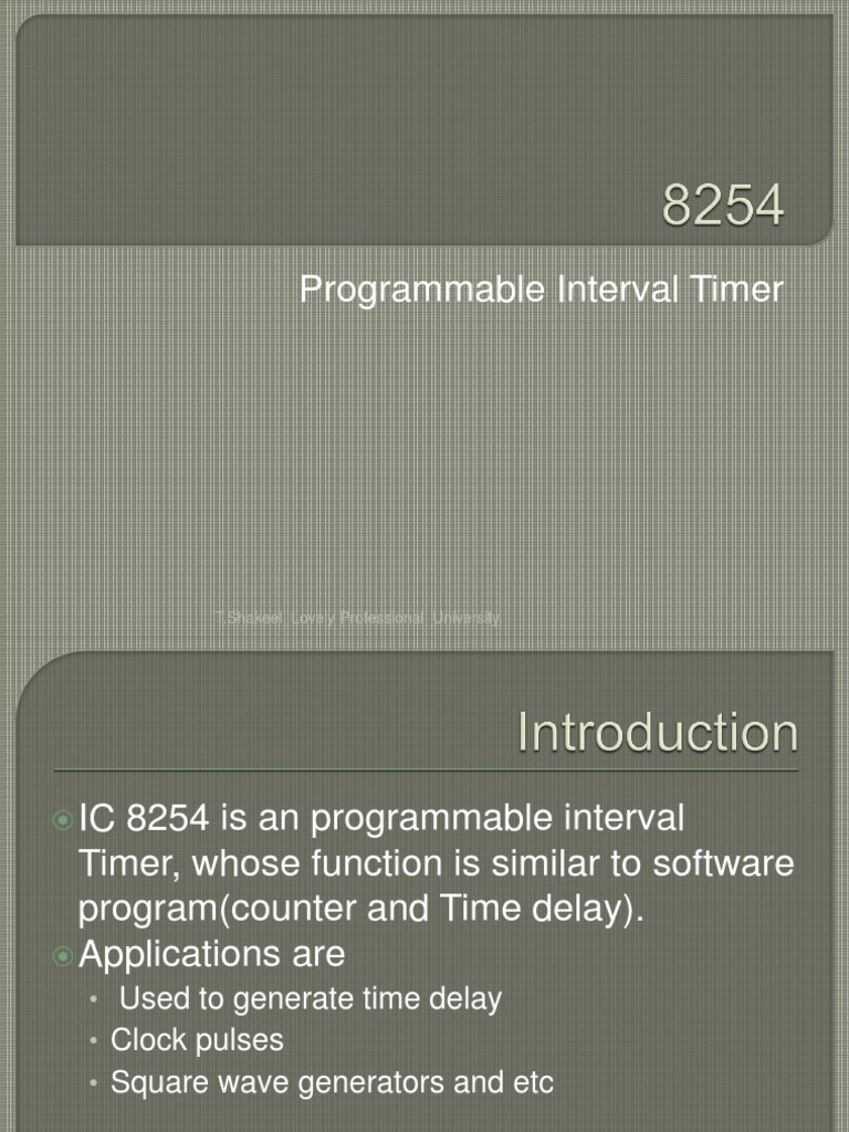 Programmable Interval Timer: T.Shakeel, Lovely Professional University ...