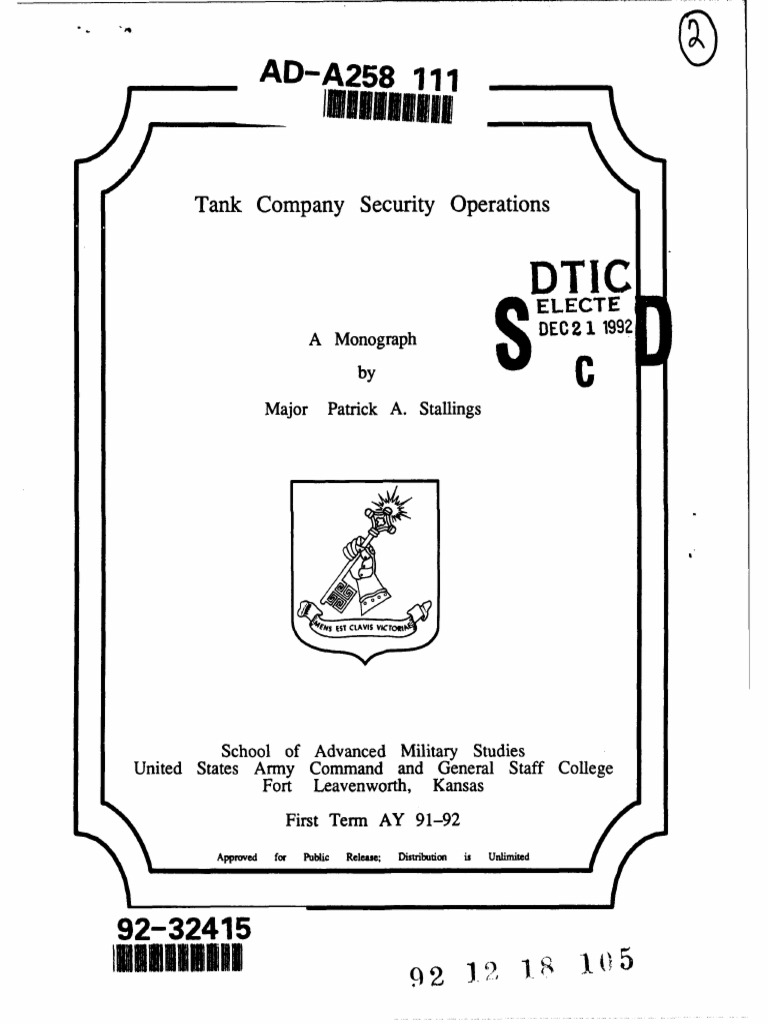 Tank Company Security Operations | PDF | Anti Tank Warfare | Infantry