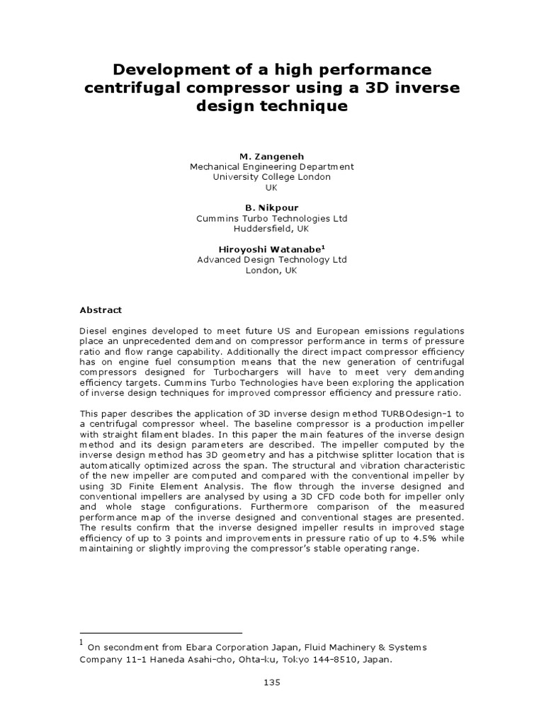 10 Development of A High Performance Centrifugal Compressor Using A 3D Inverse Design Technique ...