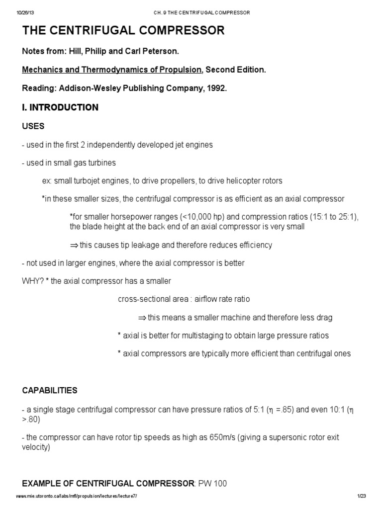 Analysis of the Capabilities, Design, and Performance of Centrifugal ...