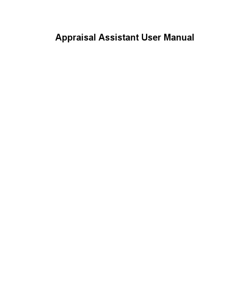 Appraisal Assistant User Manual | PDF | Software | Computing