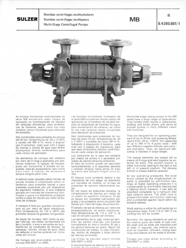 Bombas Multietapas SULZER | PDF