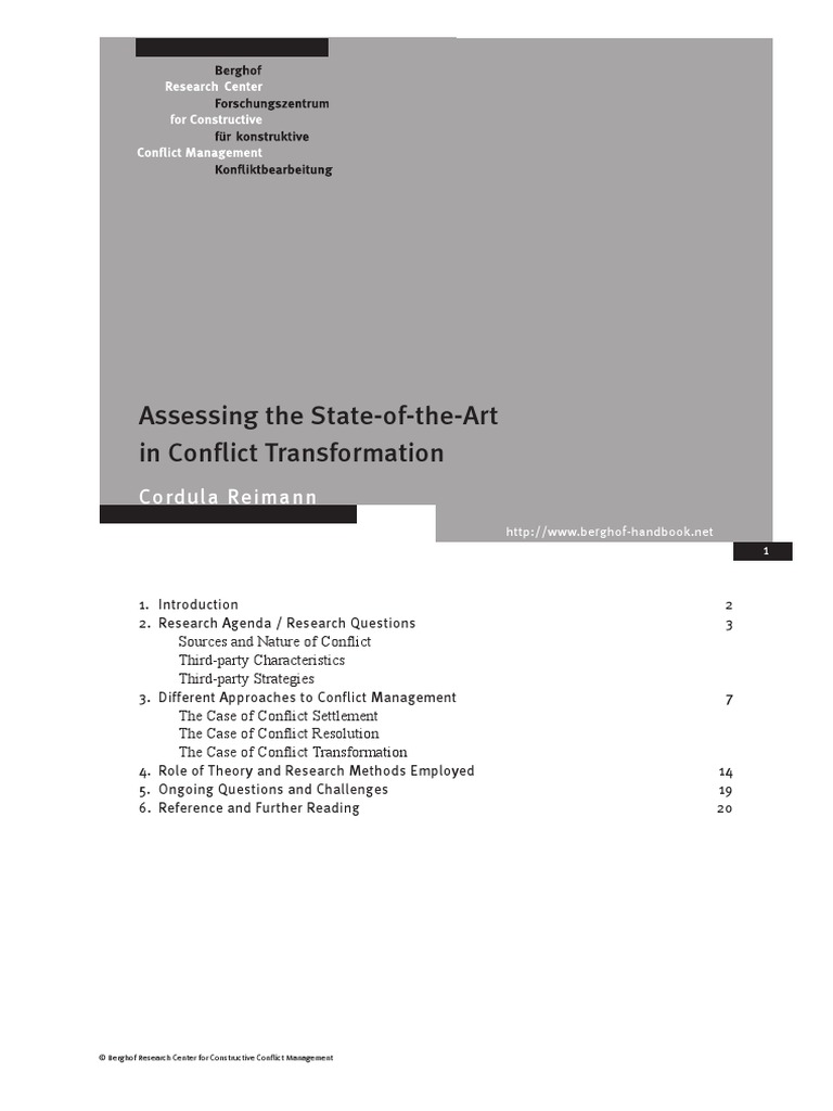 State of The Art Conflict Transformation | PDF | Violence | Mediation