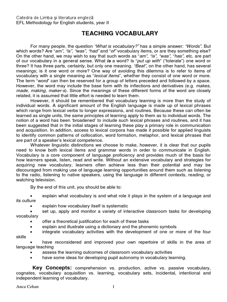 Methodology 9teaching Vocabulary | PDF | Vocabulary | Learning