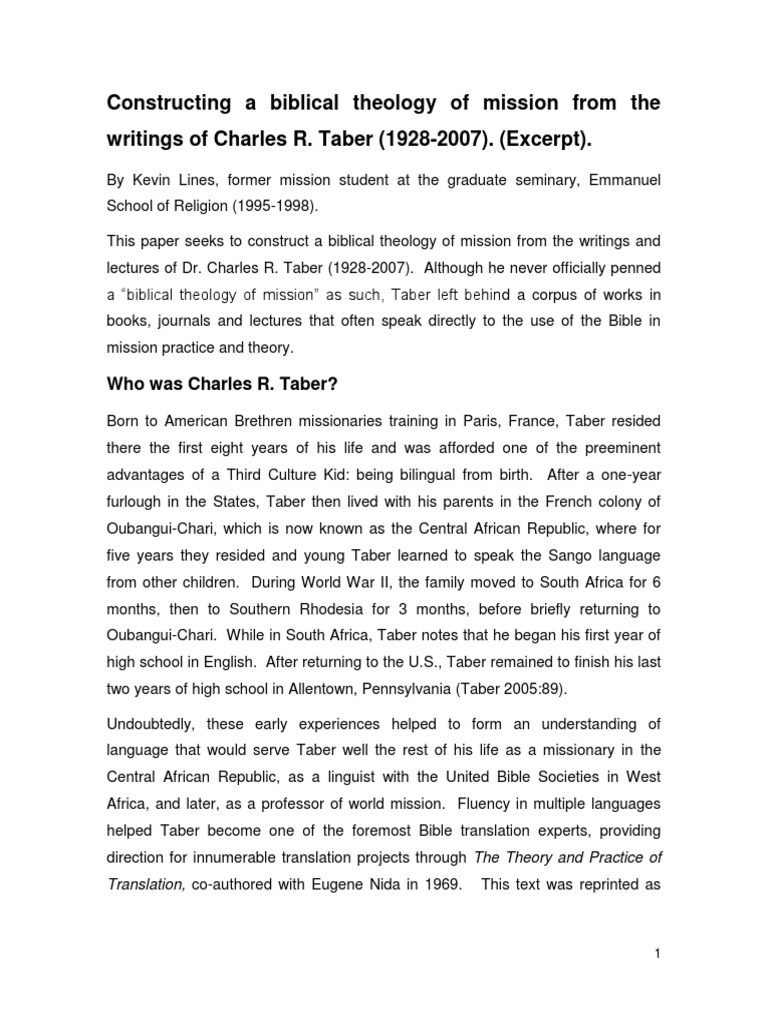 Entrevista A Charles Taber | PDF | Christian Mission | Evangelicalism