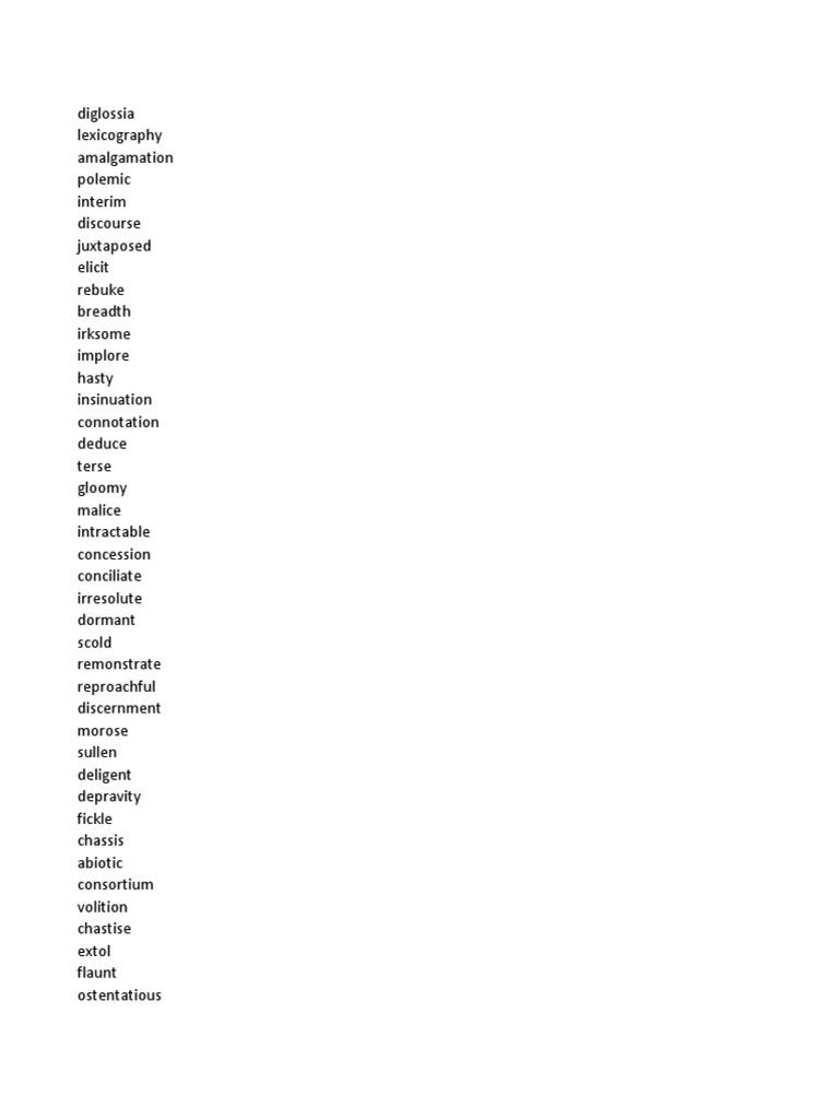 Vocabulary Terms and Definitions List | PDF | Metaphysics Of Mind ...