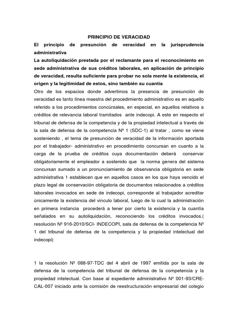 Principio de Veracidad | Verdad | Derecho laboral