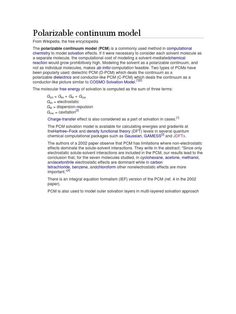 Overview of Polarizable Continuum Model | PDF