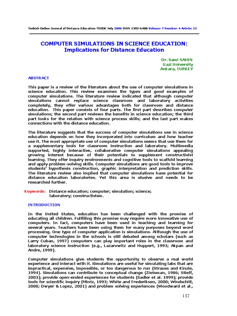 Computer Simulations in Science Education: Implications For Distance ...