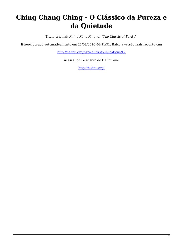 17 Ching Chang Ching o Classico Da Pureza e Da Quietude | PDF | Tao | Mente