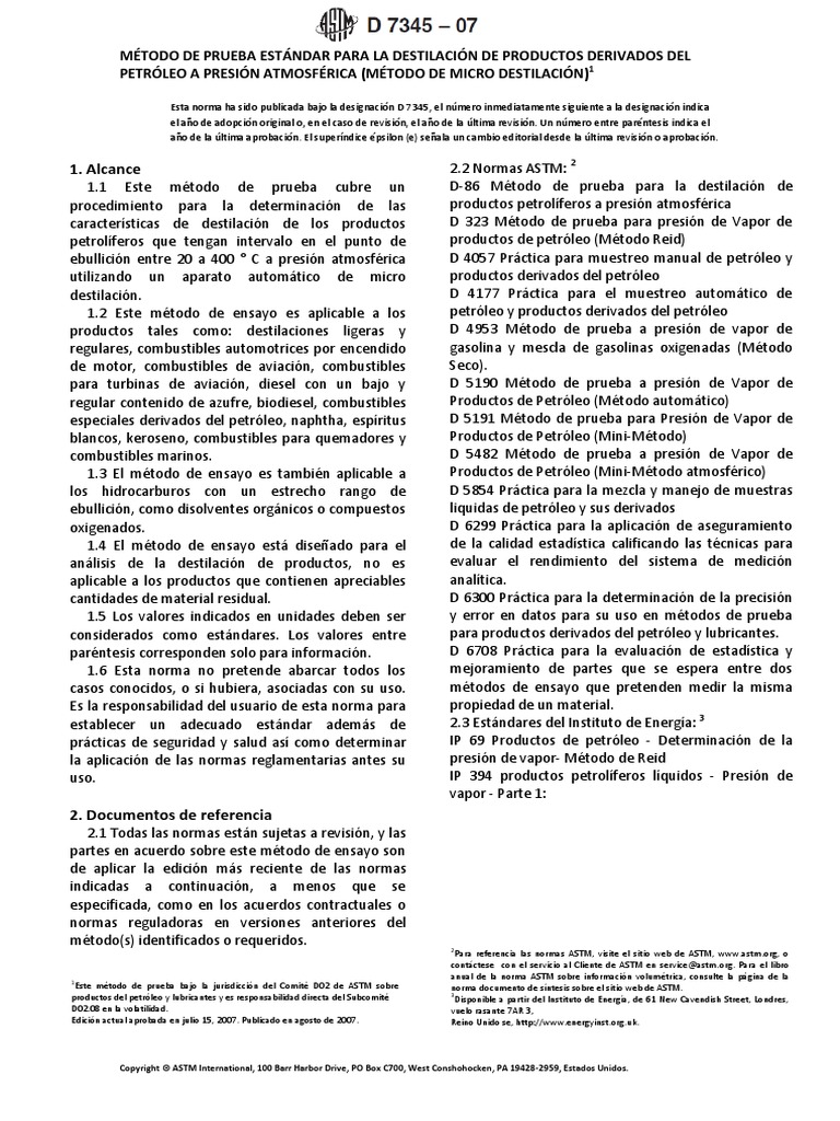 Metodo D7345 Traduccion | PDF | Destilación | Petróleo