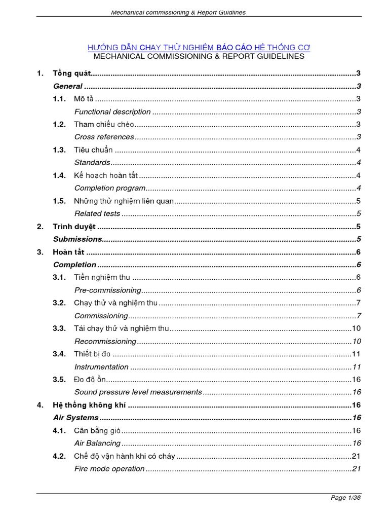 Mechanical Commissioning and Report Guidelines | PDF
