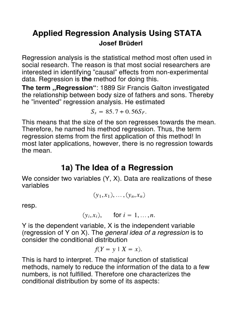 (Bruderl) Applied Regression Analysis Using Stata | PDF | Regression ... (Bruderl) Applied Regression Analysis Using Stata | PDF | Regression ...