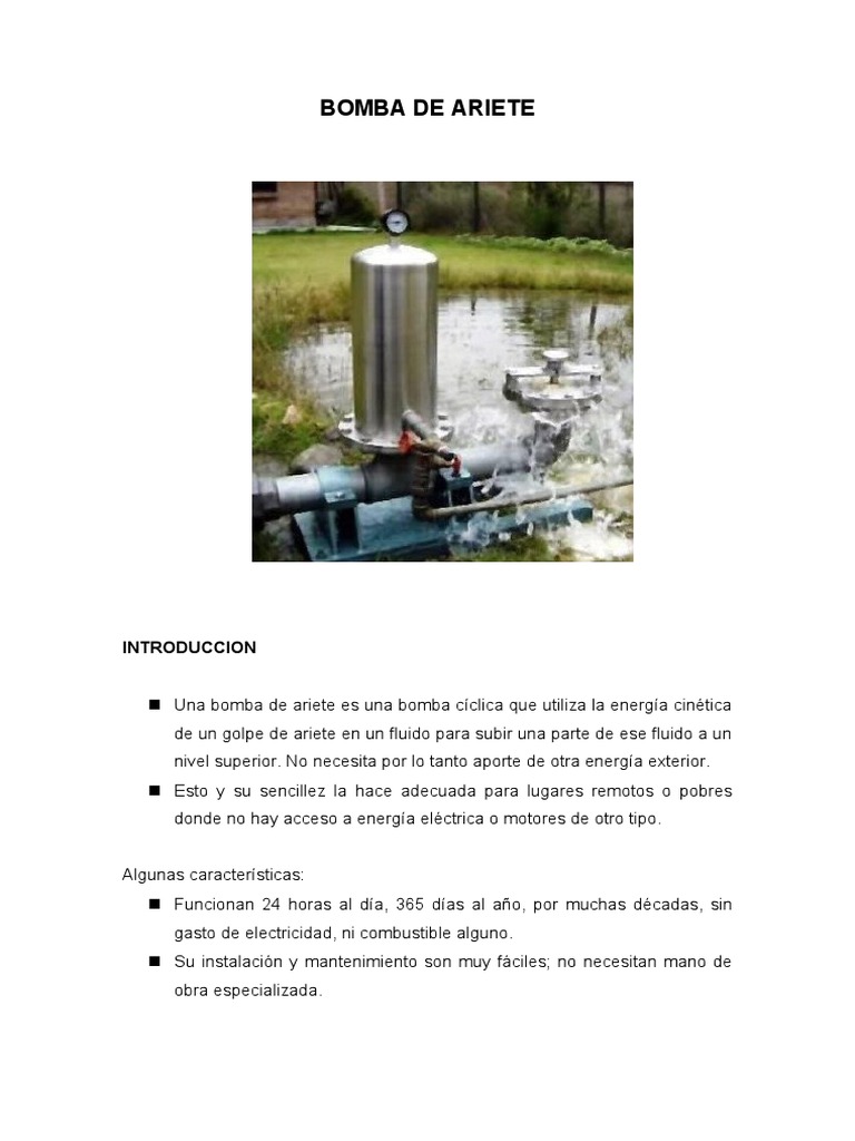 Bomba de Ariete y Pulmón Neumático | PDF