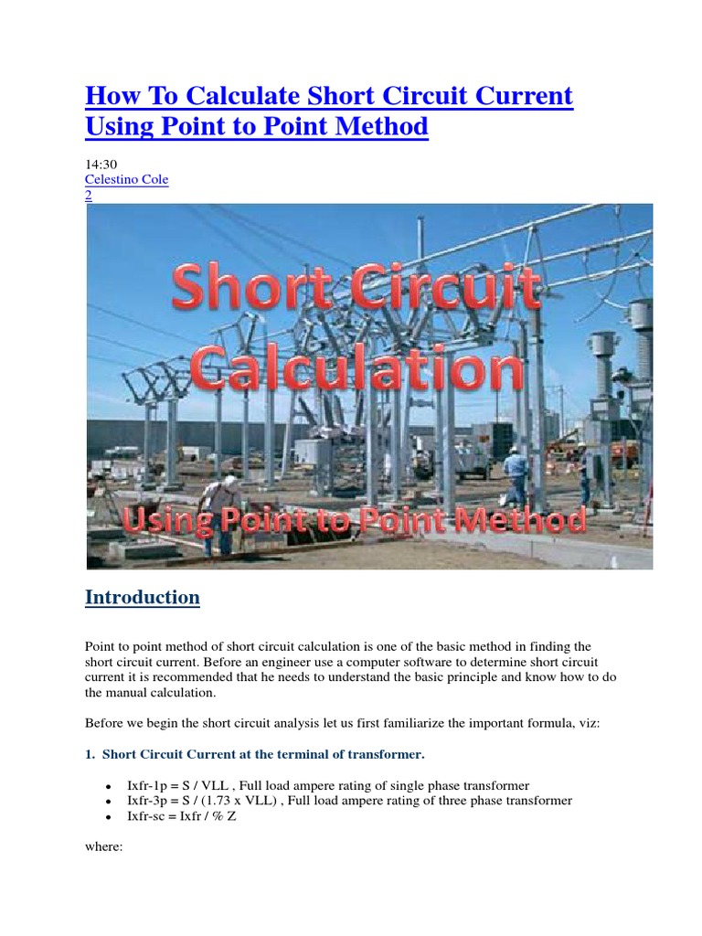 Point To Point Method Short Circuit Current Calculation | PDF | Electromagnetic Induction ...
