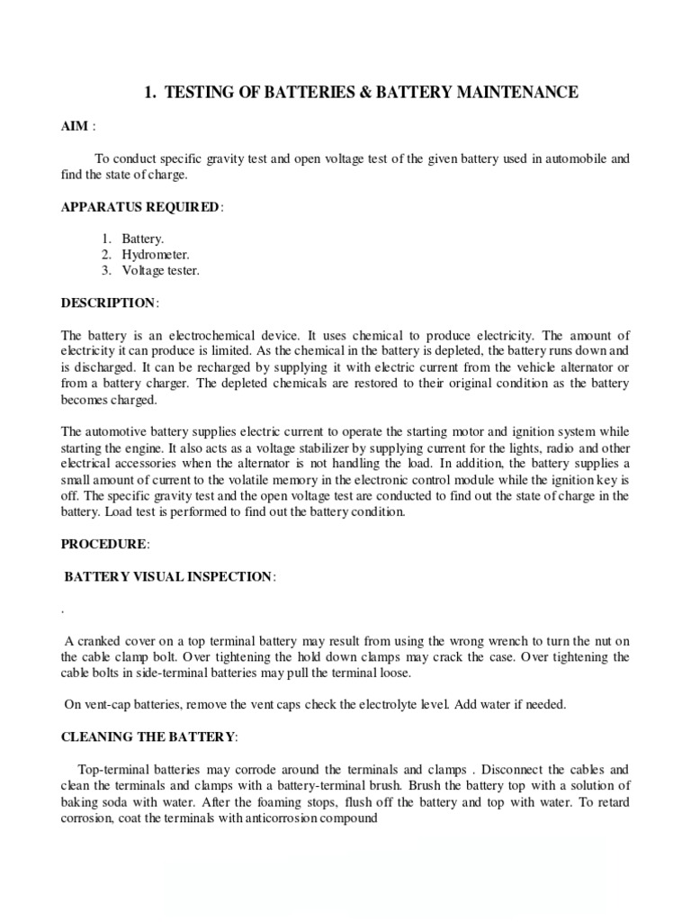 1.automotive Electrical Lab | PDF | Battery (Electricity) | Ignition System