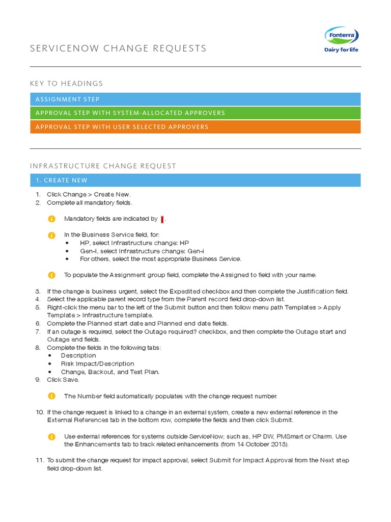 ServiceNow Change Requests Quick Guide | Computing | Technology | Free 30-day Trial | Scribd