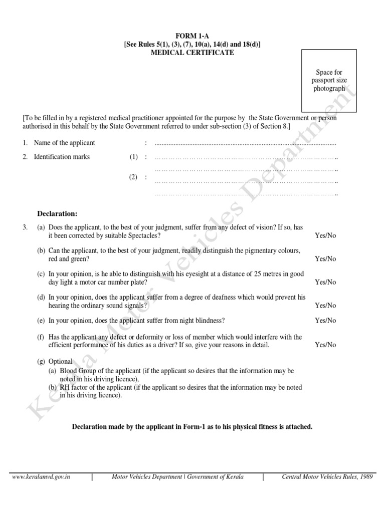 Form 1 A | PDF | Driver's License | Government Information