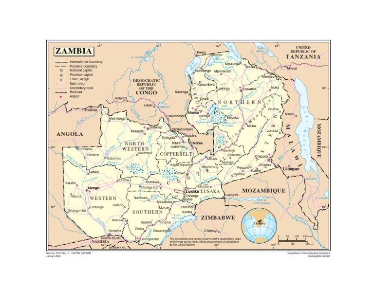 Detailed Map of Zambia with Features | PDF