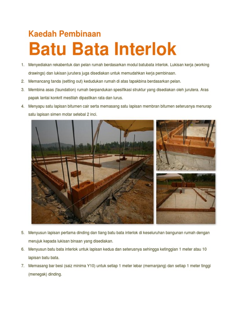 Kaedah Pembinaan Batu Bata Interlock | PDF
