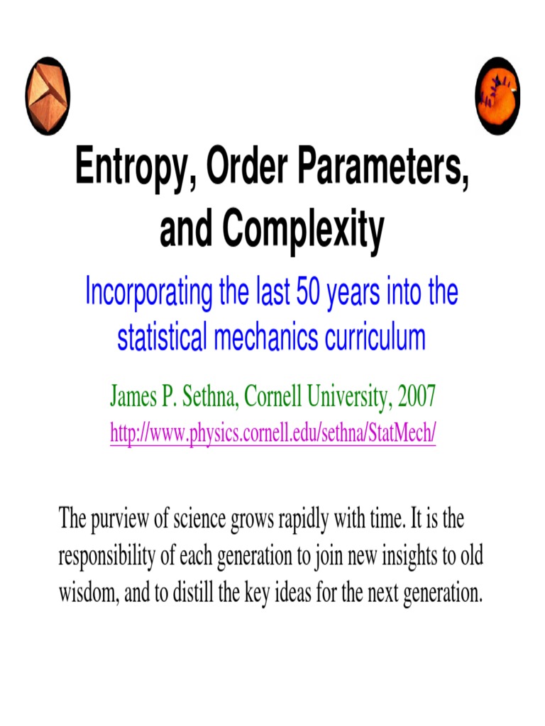 Sethna - Entropy, Order Parameters and Complexity (9 Diapos) | PDF | Statistical Mechanics ...