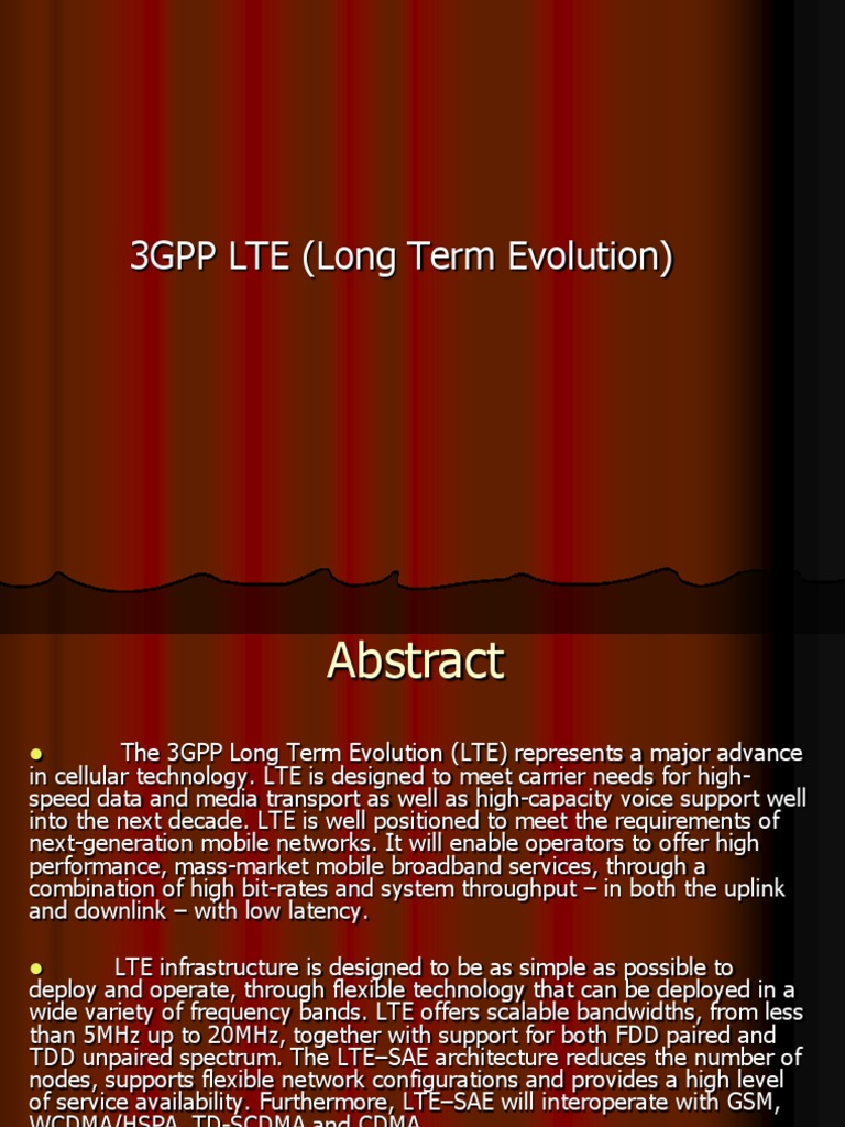 3GPP LTE (Long Term Evolution) | PDF | High Speed Packet Access | Lte ...