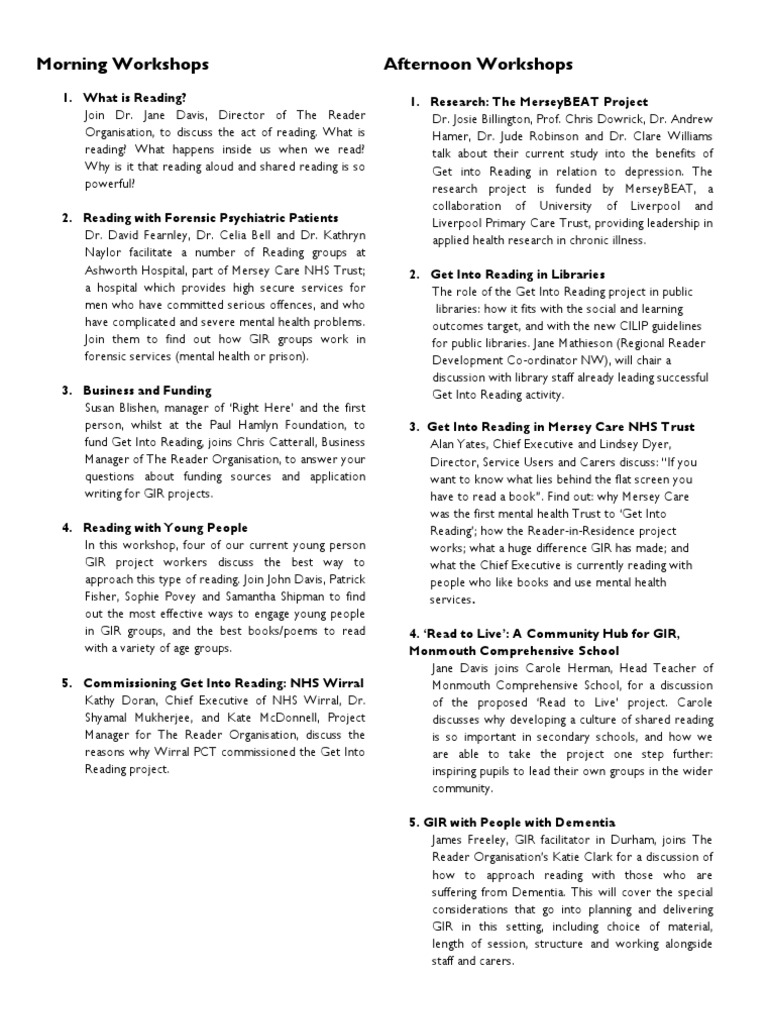 Get Into Reading Workshop Overview | PDF