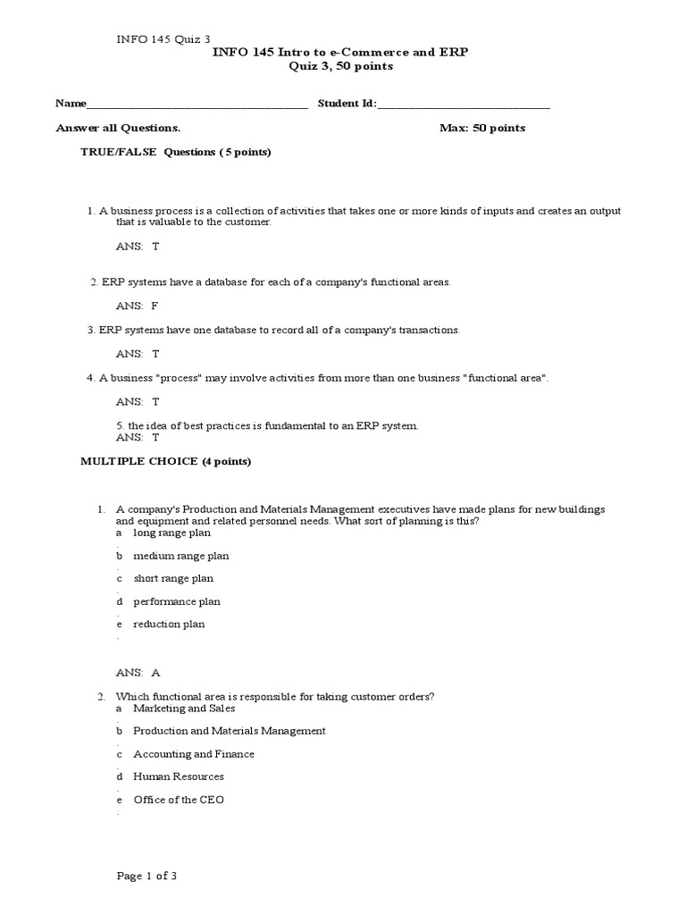 Quiz 3 - Ans | PDF | Accountability | Information Management