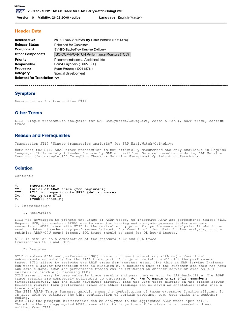 ST12 Trace Documentation | PDF | Computer Programming | Computing ST12 Trace Documentation | PDF | Computer Programming | Computing