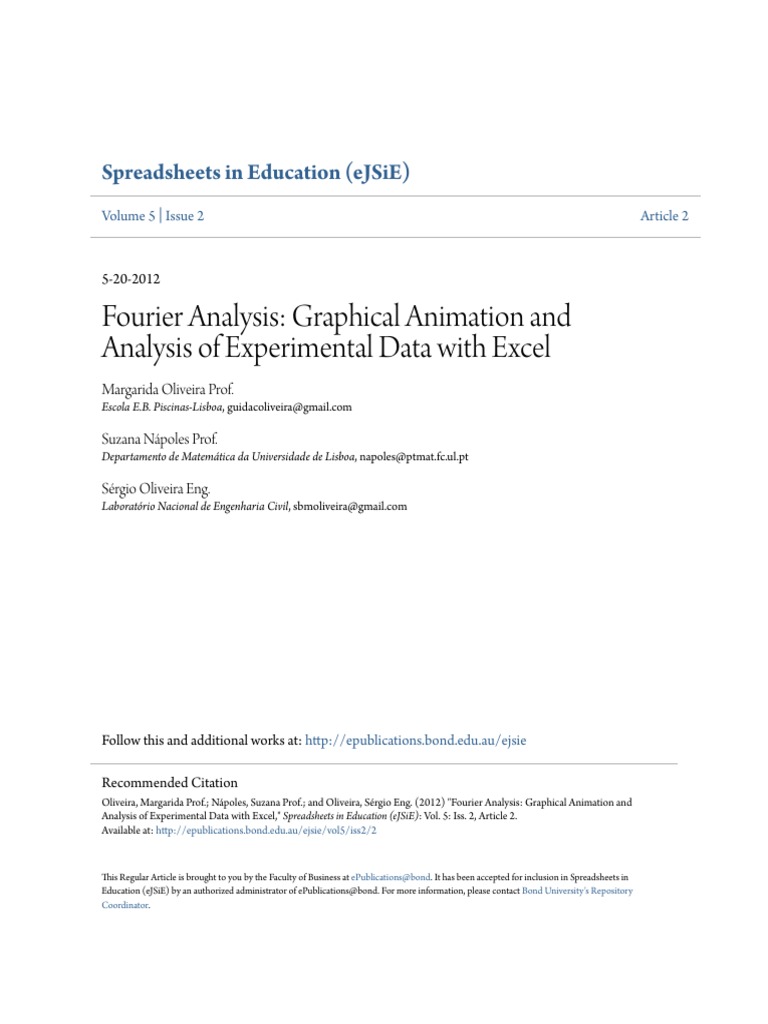 Fourier Analysis With Excel | PDF | Fourier Transform | Fourier Series