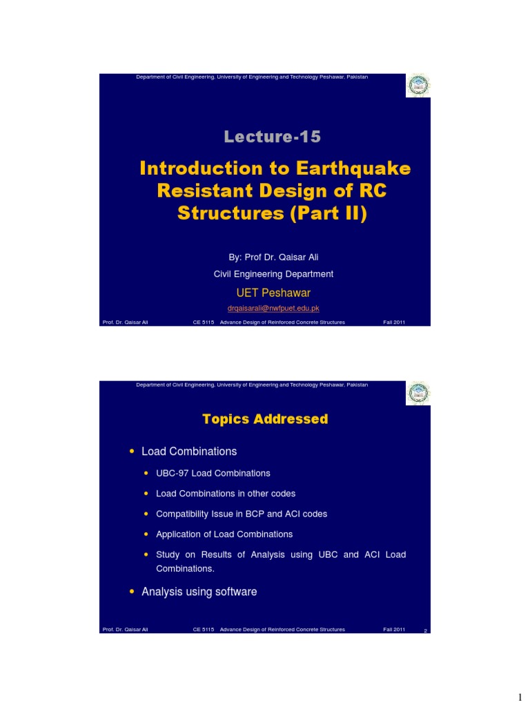 Load Combination - UBC 97 and ACI | PDF | Beam (Structure) | Reinforced ...