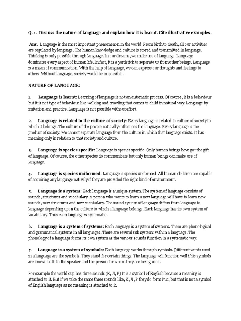 Nature of Language | PDF | Symbols | Subject (Grammar)