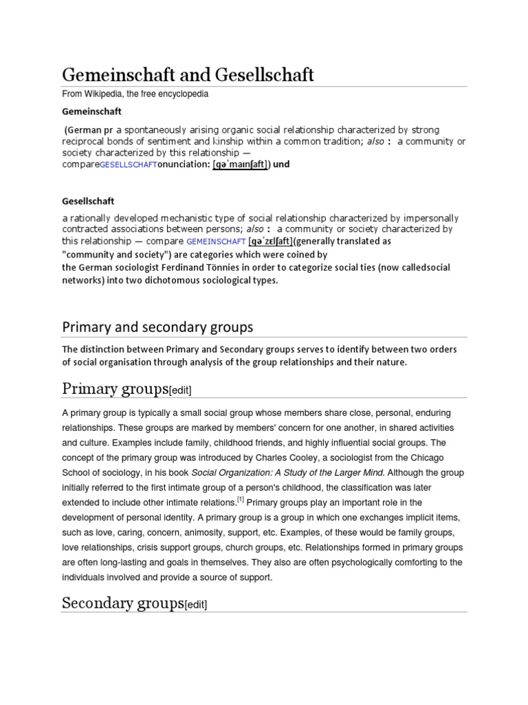 Gemeinschaft and Gesellschaft | Social Group | Social Psychology