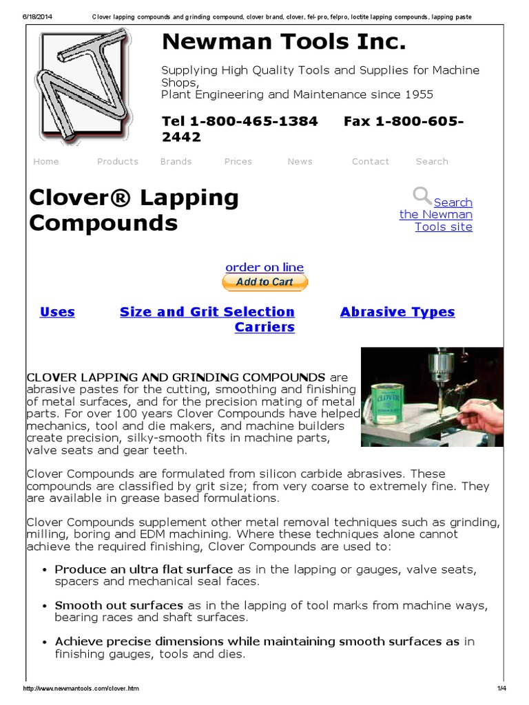 Clover Lapping Compounds and Grinding Compound, Clover Brand, Clover ...