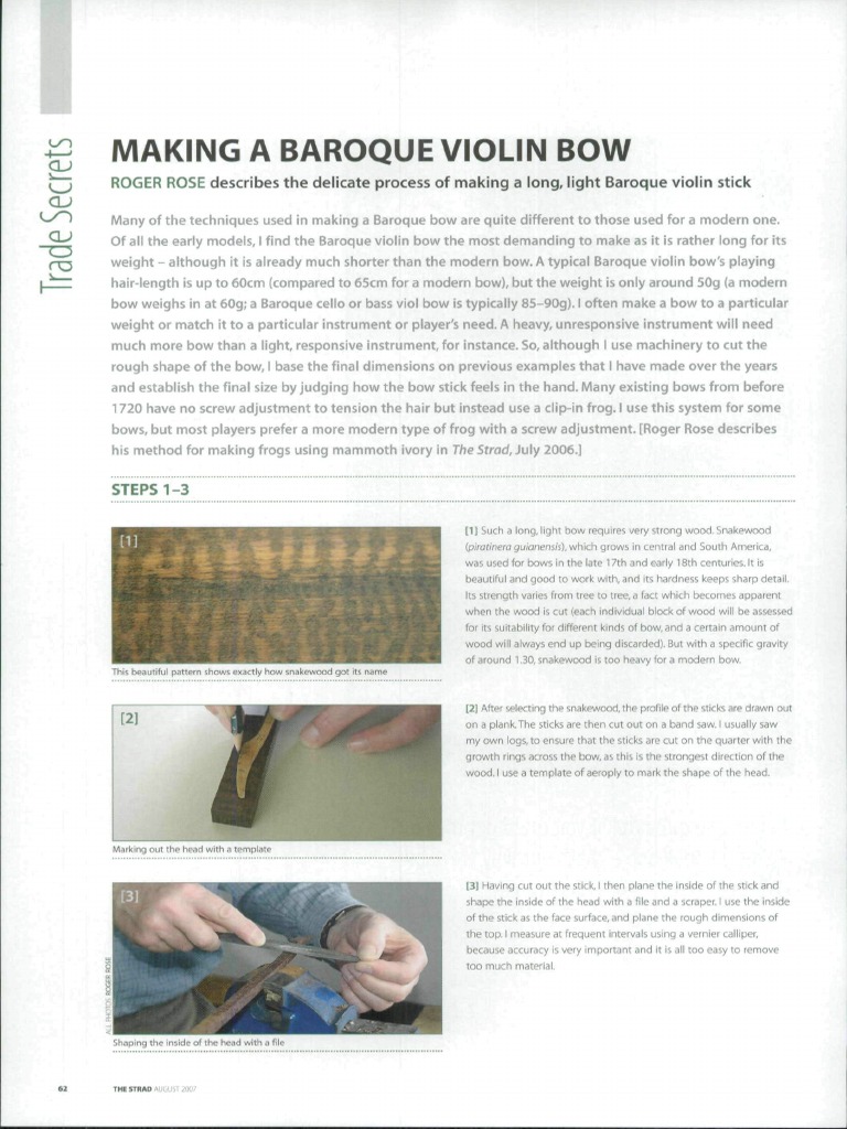 Crafting a Baroque Violin Bow | PDF | Violin | Leisure