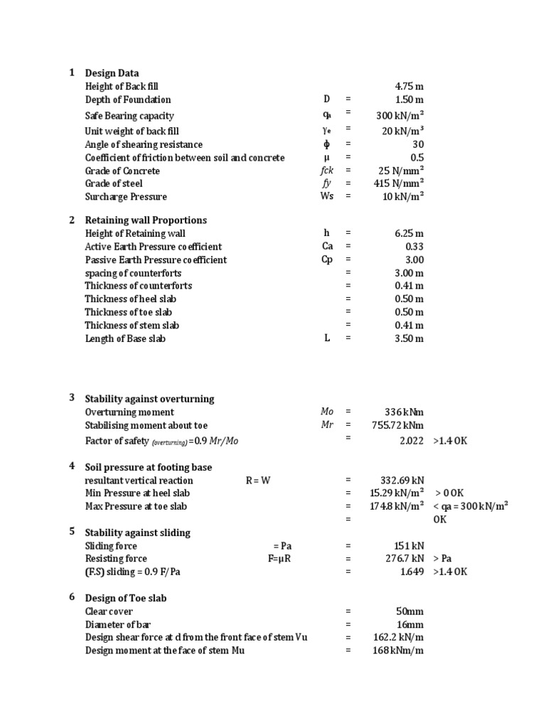 RCC Retaining Wall | PDF | Structural Engineering | Building Engineering