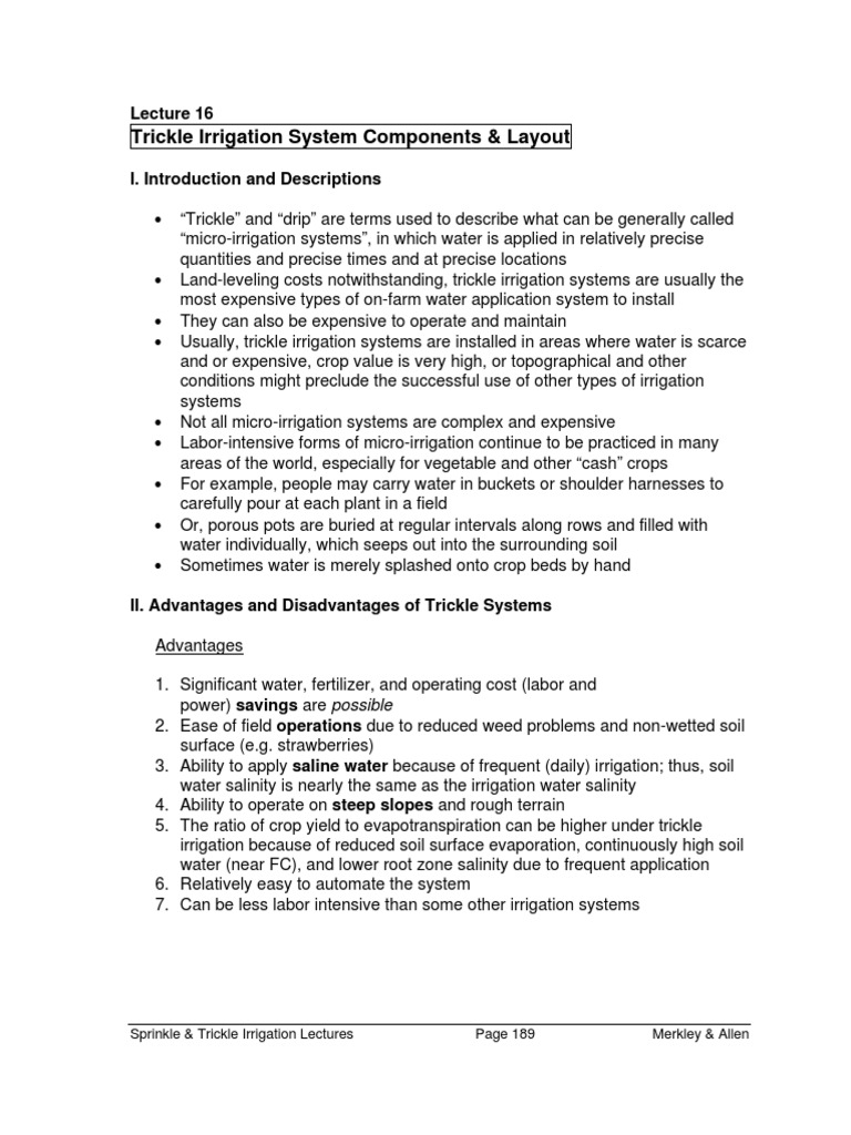 Trickle Irrigation System Components and Layout | PDF | Irrigation | Valve