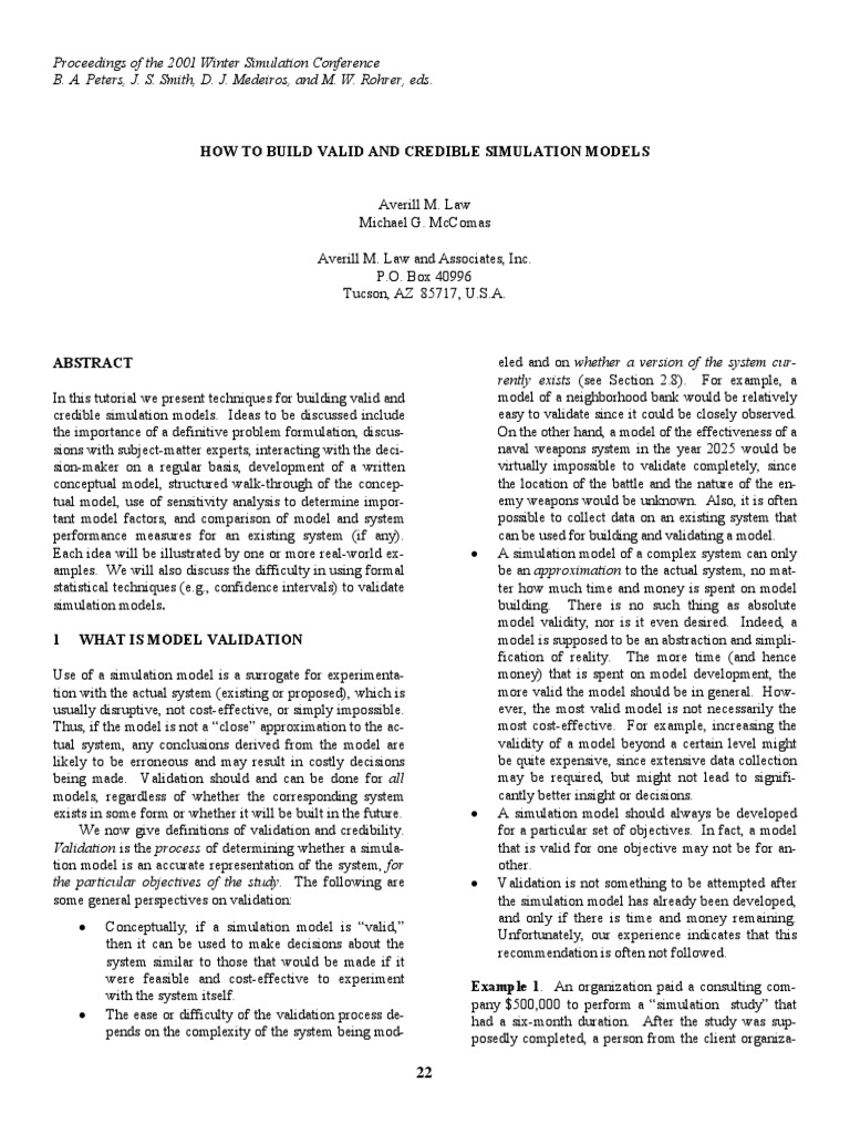 How To Build Valid and Credible Simulation Models | PDF | Conceptual ...