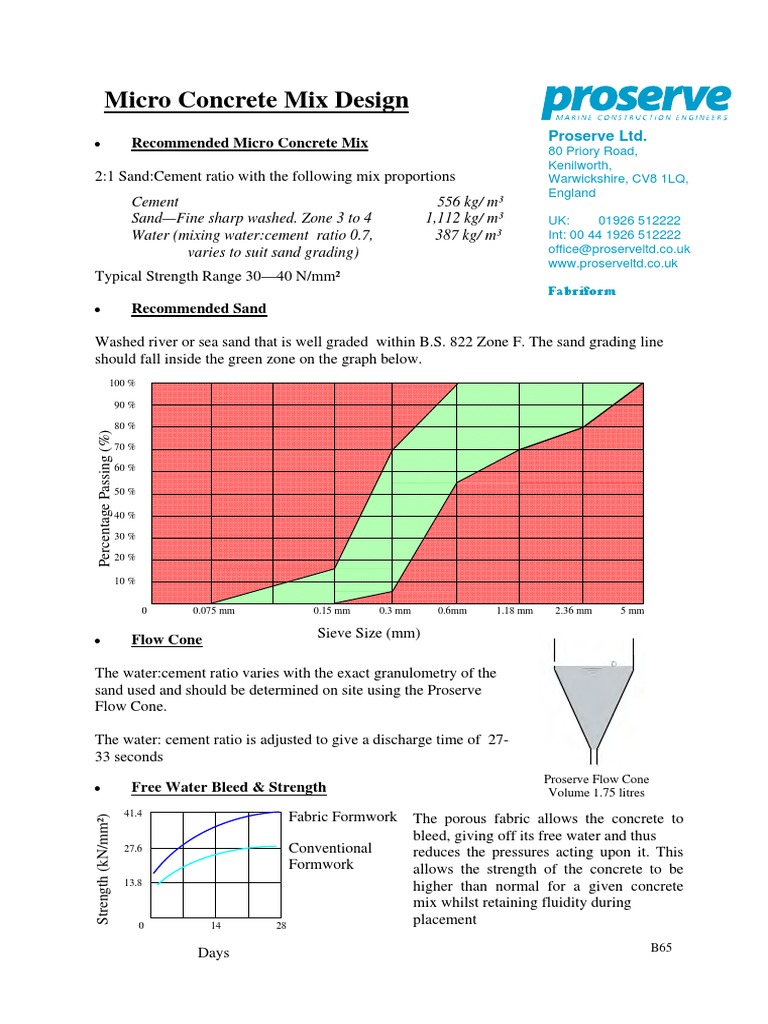 B65 Micro Concrete Mix Design | PDF