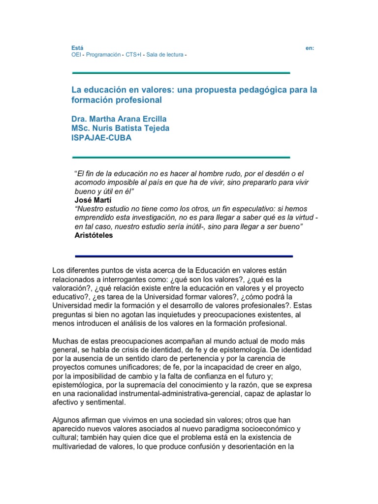 Educación en Valores PDF | PDF | Conocimiento | Aprendizaje