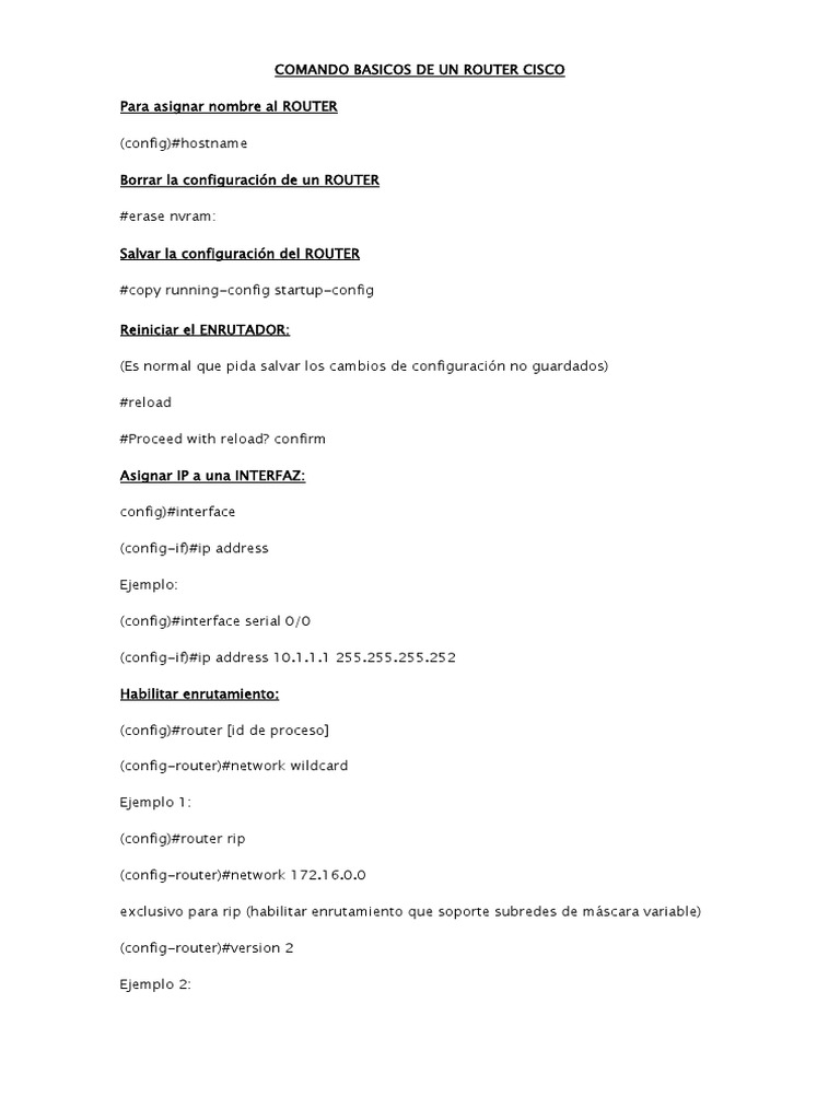 Comando Basicos de Un Router y Switch Cisco - Diego Maurtua Leon | PDF | Enrutador (Computación ...