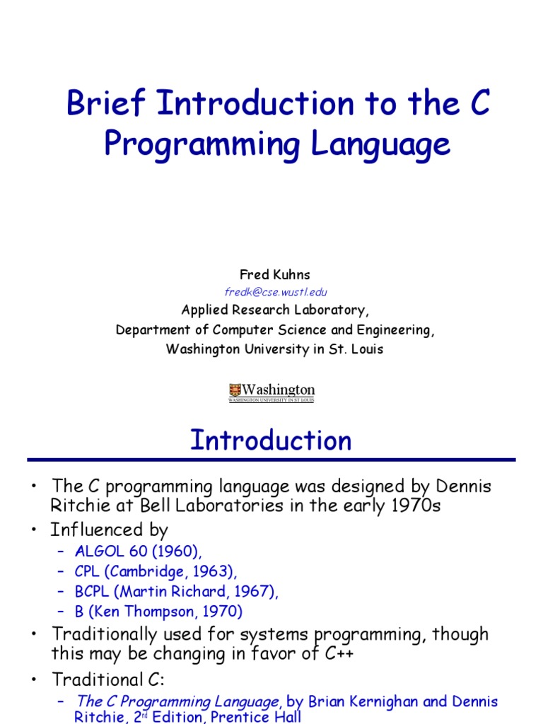 Brief Introduction To The C Programming Language | Download Free PDF | Pointer (Computer ...