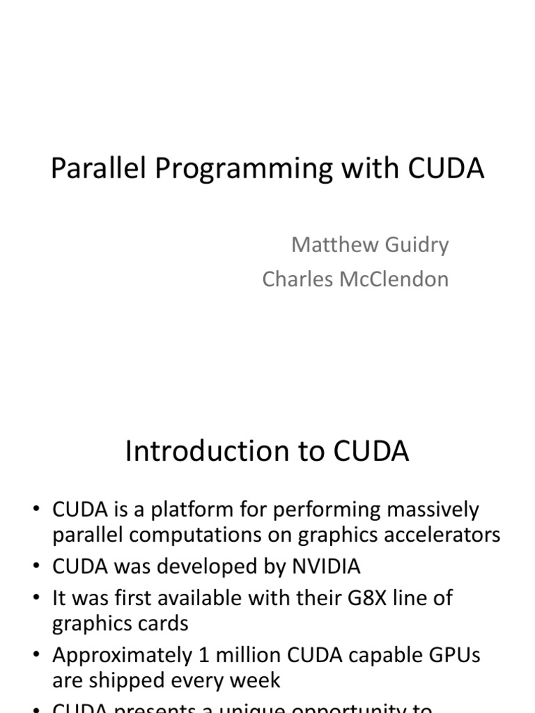 Introduction To Parallel Programming With Cuda Pdf Graphics Processing Unit Thread Computing