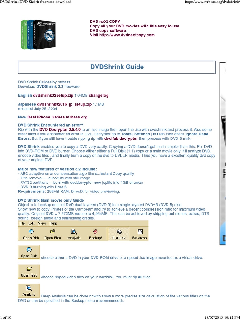 DVDShrink User Guide | PDF | Dvd | Multimedia