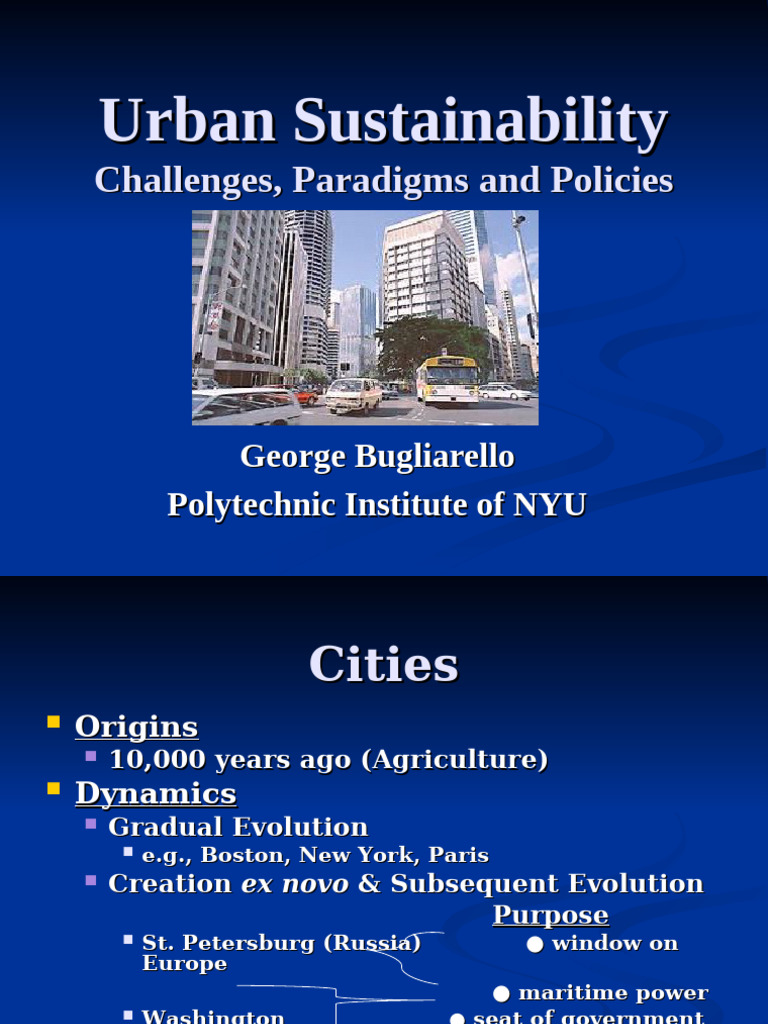 Urban Sustainability: Challenges, Paradigms and Policies | PDF ...