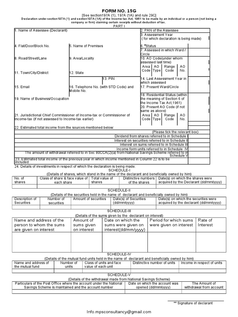 Form 15g Blank1 | PDF