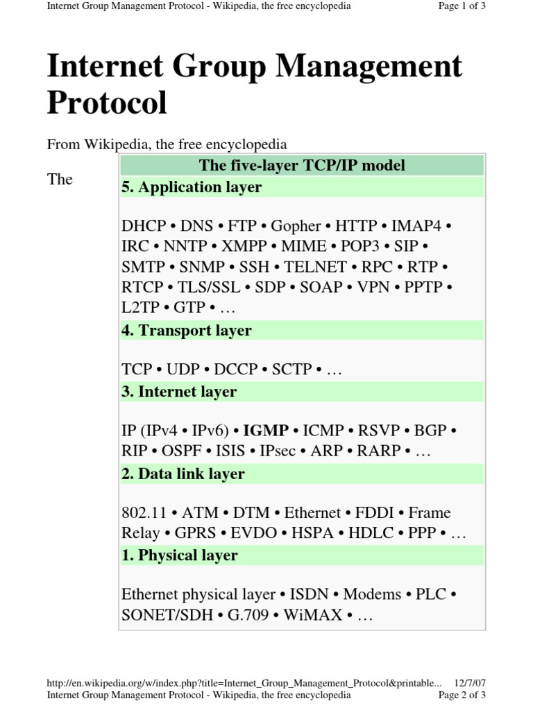 Internet Group Management Protocol (IGMP) | PDF | Internet Protocol ...